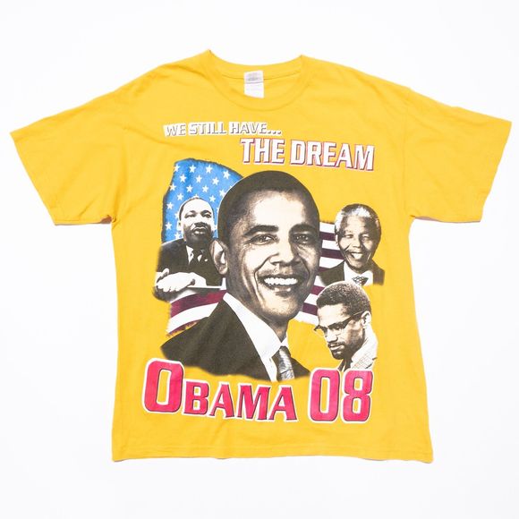 Gildan | Shirts | Obama 208 Tshirt Mens Large Yellow Still Have Dream ...